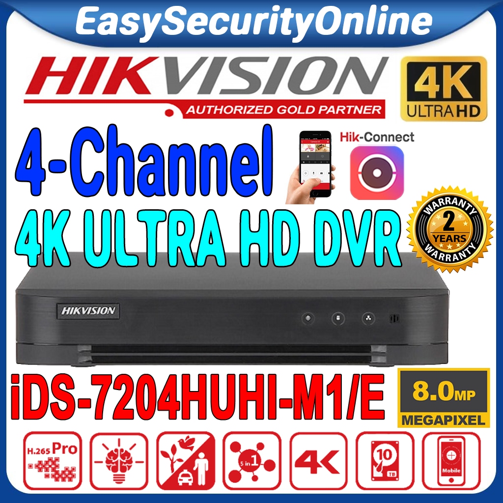 HIK HIKVISION 4 CHANNEL CCTV 8.0MP 2160P DVR iDS-7204HUHI-M1/E 8MP 4CH ...