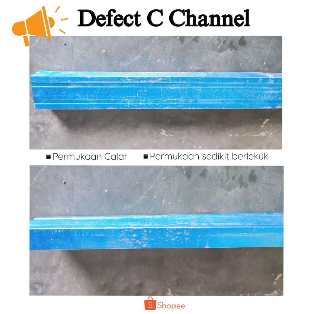 **(DEFECT)** C Channel 153 / Biru Besi C 0.75mm / Besi Bumbung C (FEET ...