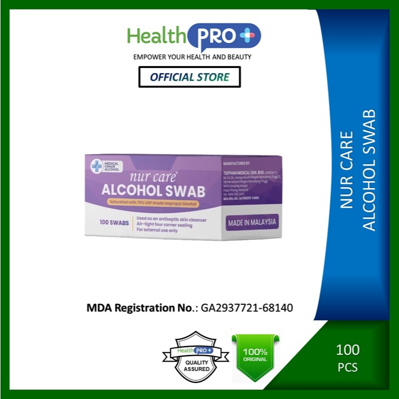 Nur Care Alcohol Swab 100's (Medical Grade)- 70% alcohol base-Suitable ...