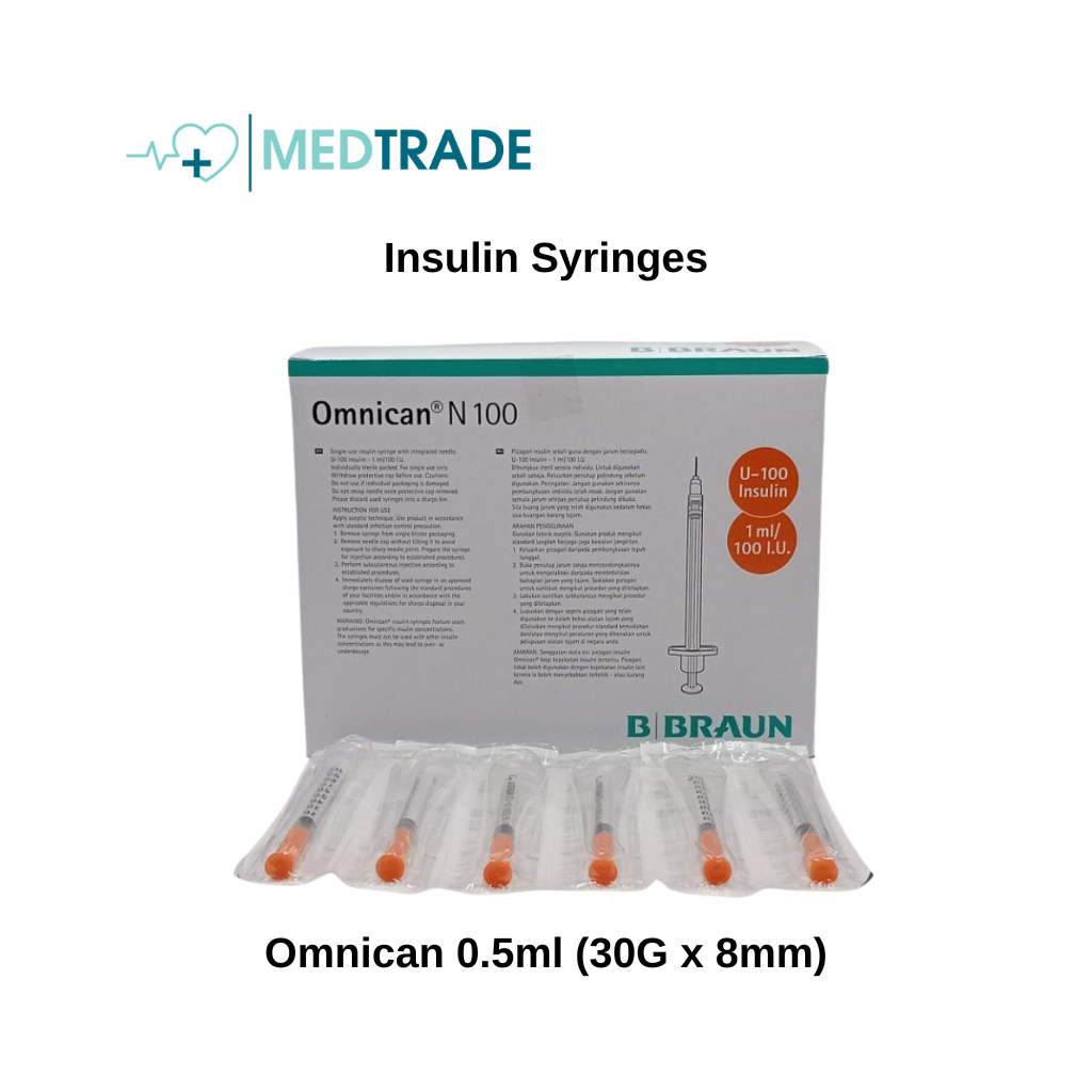 Omnican Precision Insulin Syringe 0.5ml /1ml (30G x 8mm) by B. Braun ...