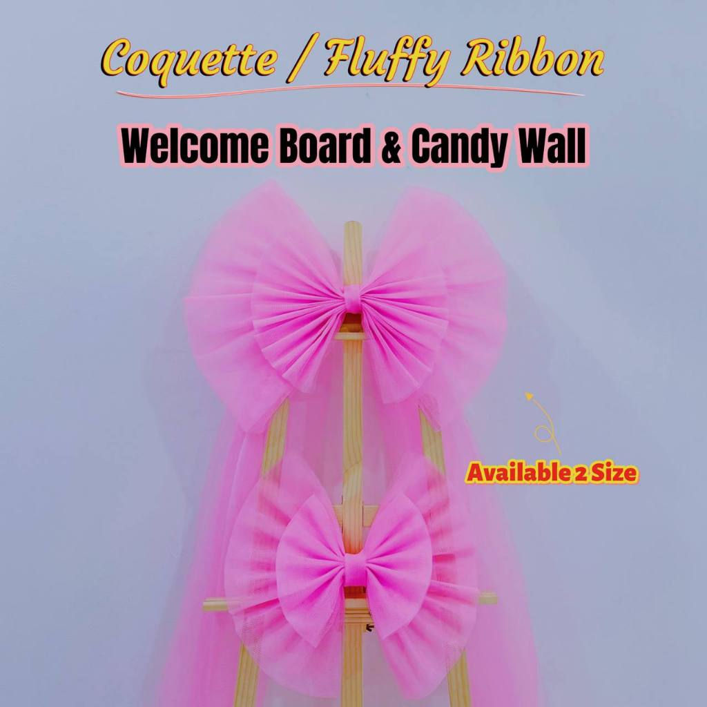 Coquette / Fluffy Ribbon with Veil/ Giant Ribbon/ Fluffy Ribbon Welcome ...