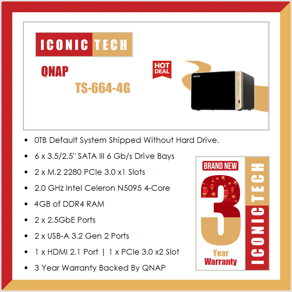 QNAP TS-664-4G~4G 0TB ~ 120TB TS-664-8G as5402t as5404t ds423+ ds923 ...