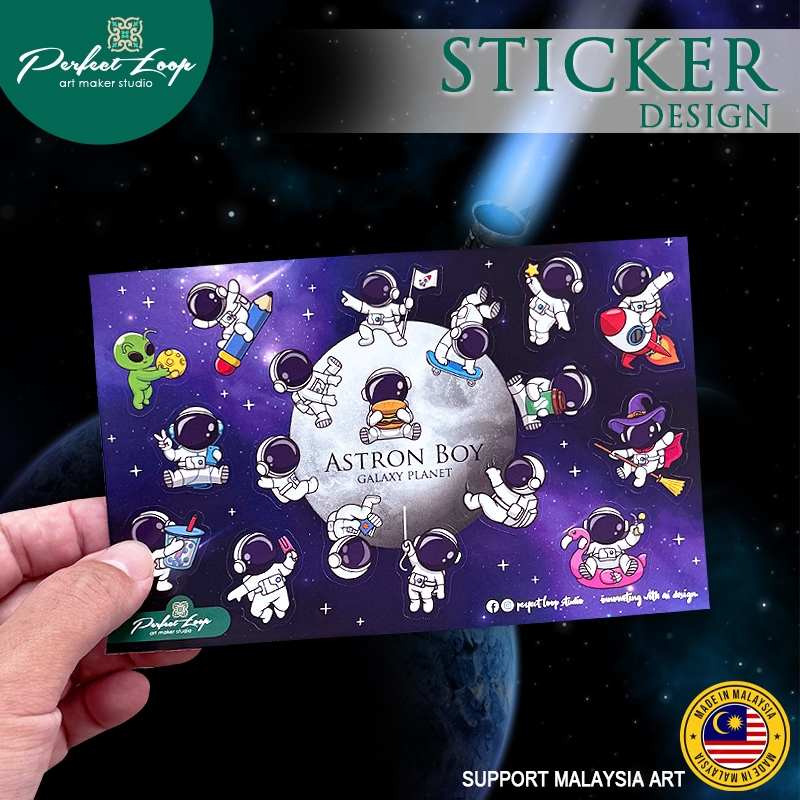Sticker Design Galaxy Planet Cute Astron Boy Waterproof Sticker ...