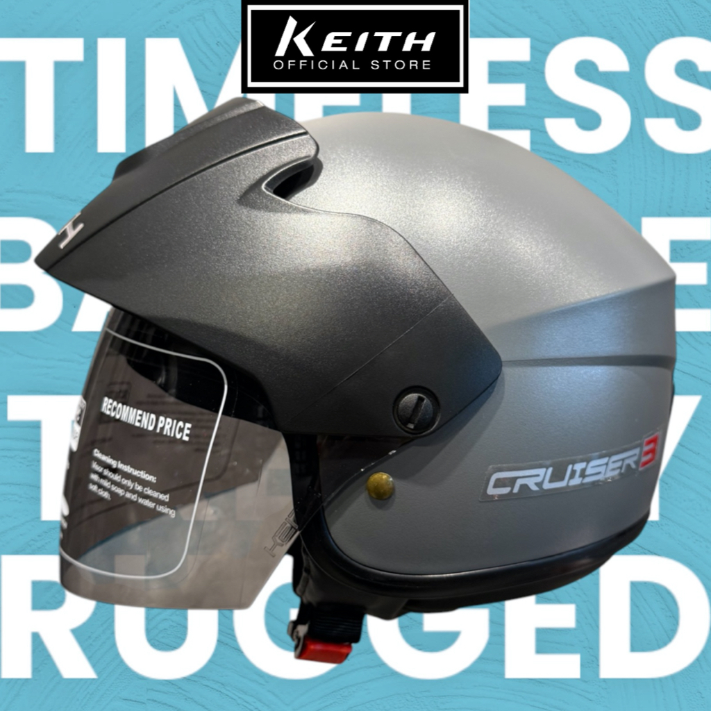 KEITH Cruiser V3 Half Helmet - Dark Grey [NEW COLOR] | Shopee Malaysia