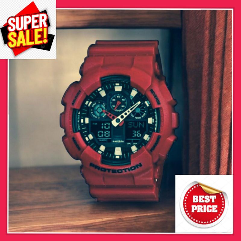 ANALOG DIGITAL WATCH GA 110 FULL RED EDITION | Shopee Malaysia
