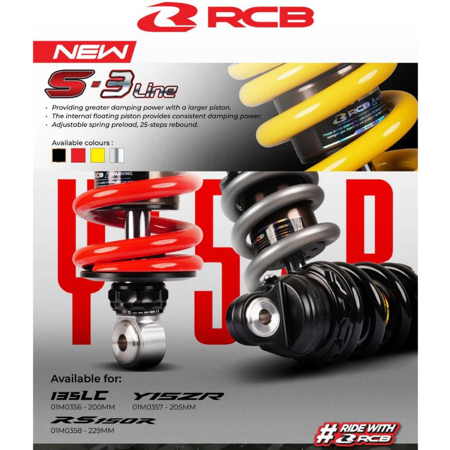 RCB MONO MONOSHOCK S3 LINE YAMAHA Y15 LC135 V1-V8 Y16 Y15ZR Y155 Y16ZR ...