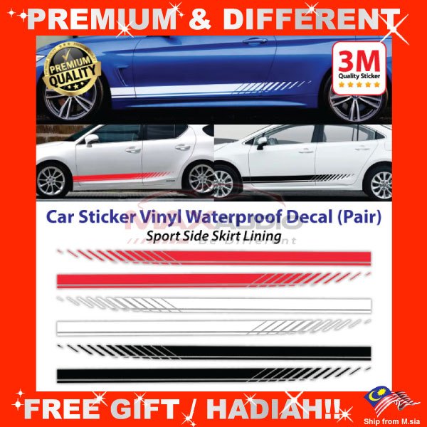 Sport Side Skirt Lining Sticker Racing Style Stripe Car Door Body Line ...
