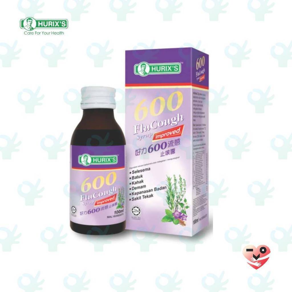 HURIX 600 FLU COUGH SYRUP 100ML-Batuk/Selsema/Kahak/Demam/Kepanasan ...