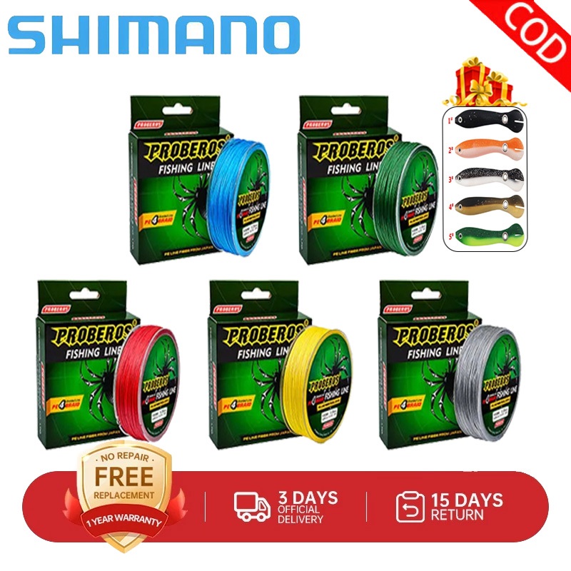 Shimano Braided Fishing Line PE 100M x4 Tali Pancing 4 Stands 4 Sulam ...
