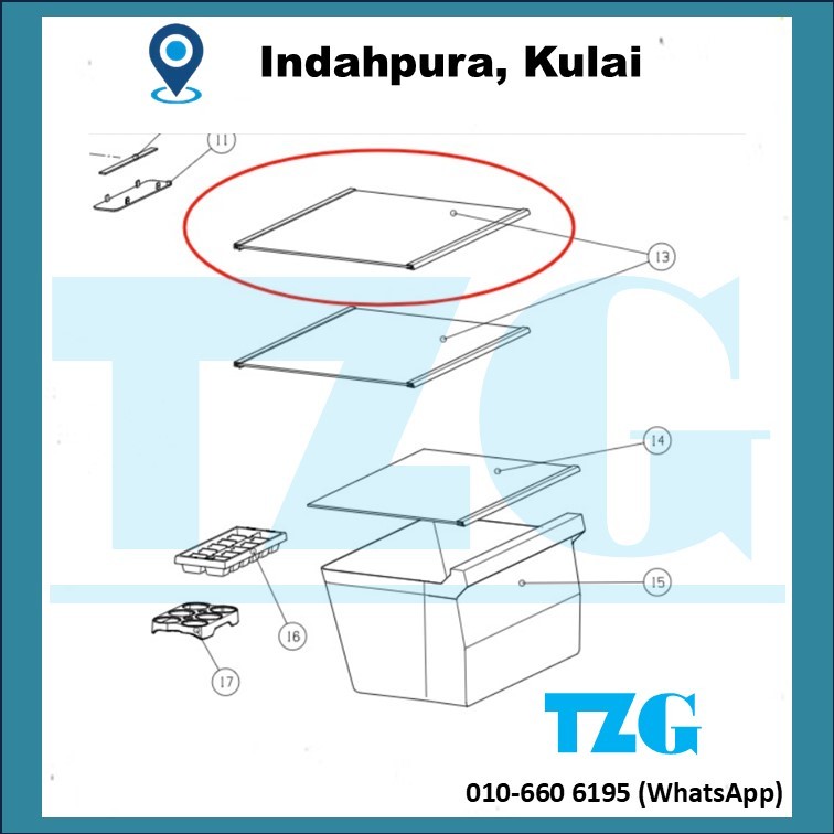 ORIGINAL HISENSE REFRIGERATOR TRAY SHELF (ITEM 13) K2210041 RT208N4ASN ...