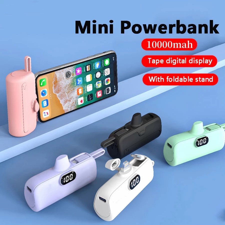 Capsule Mini Portable PowerBank 10000mAh with Cable Type-C / iP Mini ...