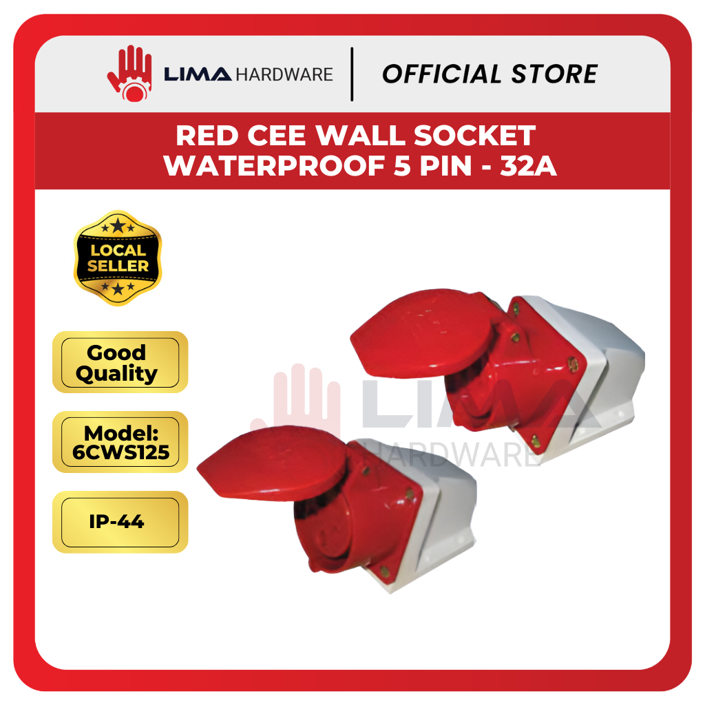 RED CEE WALL SOCKET WATERPROOF 5 PIN - 32A (6CWS125) | Shopee Malaysia