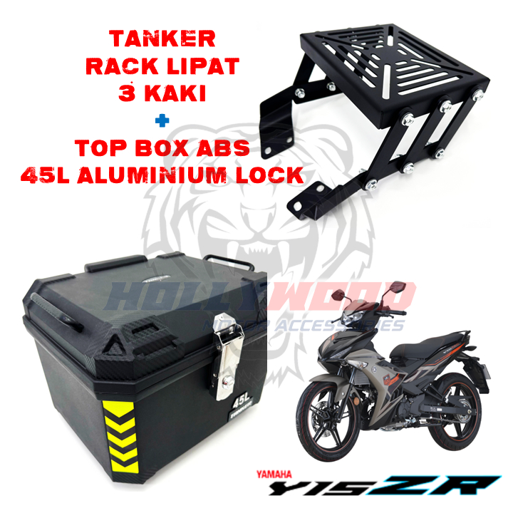 Y15 Y15ZR MONORACK LIPAT JB STYLE + 45L ABS TOP BOX ALUMINIUM LOCK ...