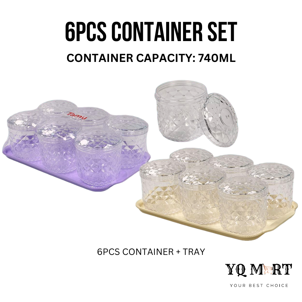 6PCS Container Set With Serving Plate/ Biscuit Container/ Botol Kuih ...