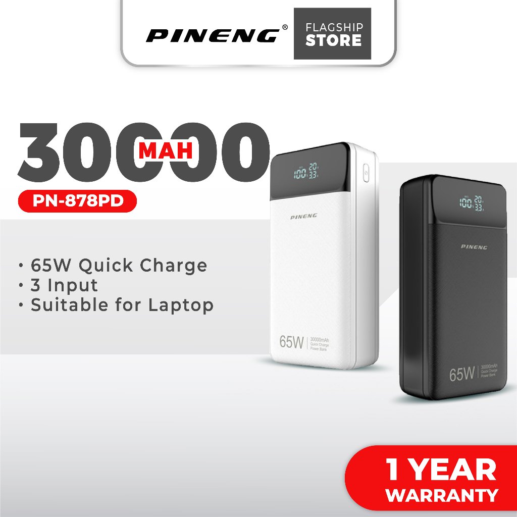 Pineng PN-878PD 30000mAh 65W Portable Powerbank PD3.0 + QC 3.0 Fast ...
