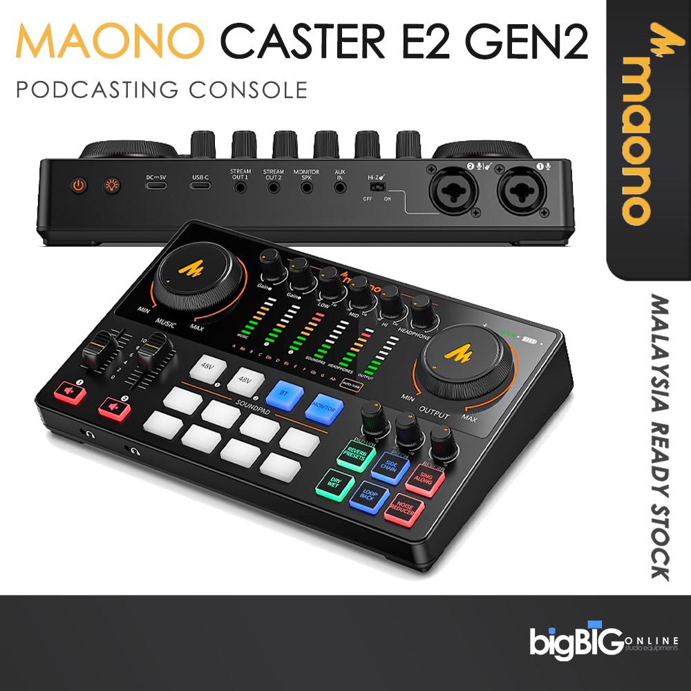 MAONO Caster E2 Gen2 Audio Interface Podcast mixer with Dual XLR Input ...