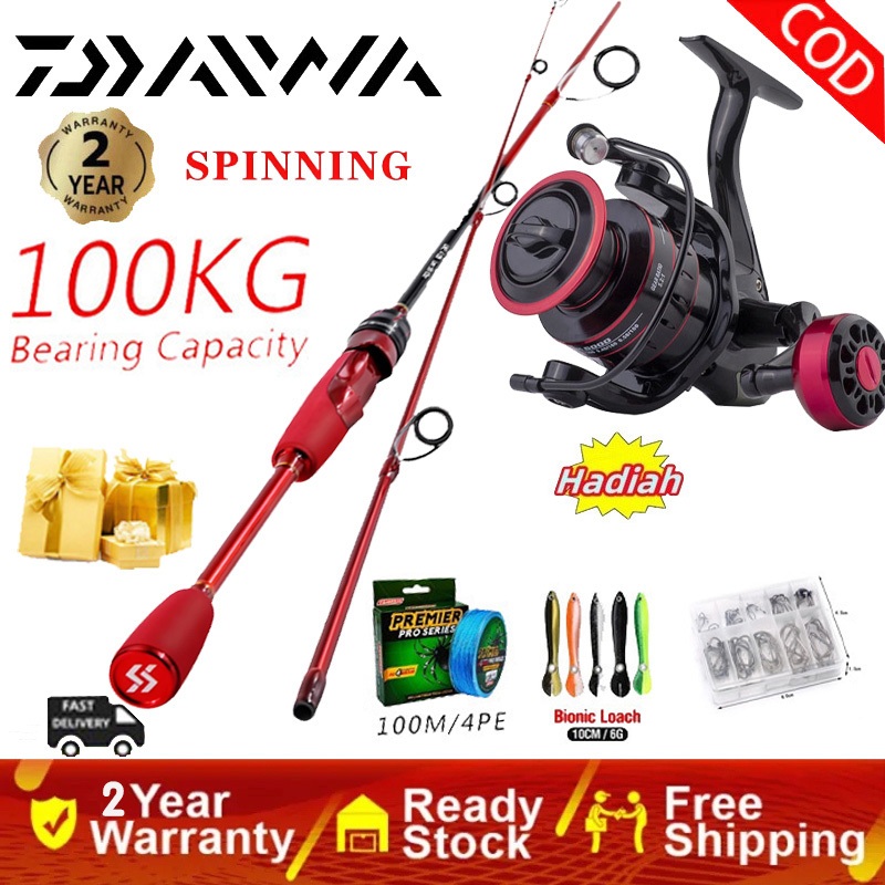 DAIWA Rod Fishing Reel Fishing Rod Set Combo Barang Mancing Set Joran ...