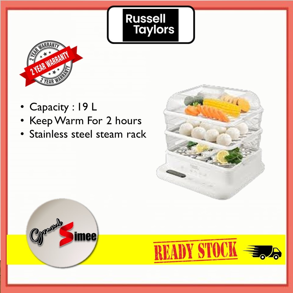 Russell Taylors 3-Tier Food Steamer with Stainless Steel Tray (19L ...