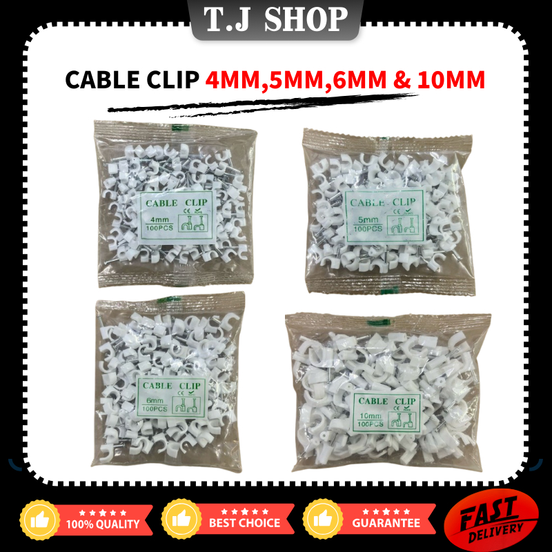 (1Pack 100pcs) Cable Clip 4mm, 5mm, 6mm and 10mm | Shopee Malaysia