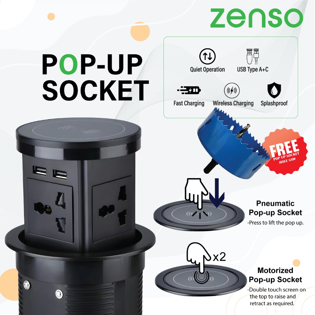 Zenso Pneumatic/Motorized Pop Up socket | Shopee Malaysia