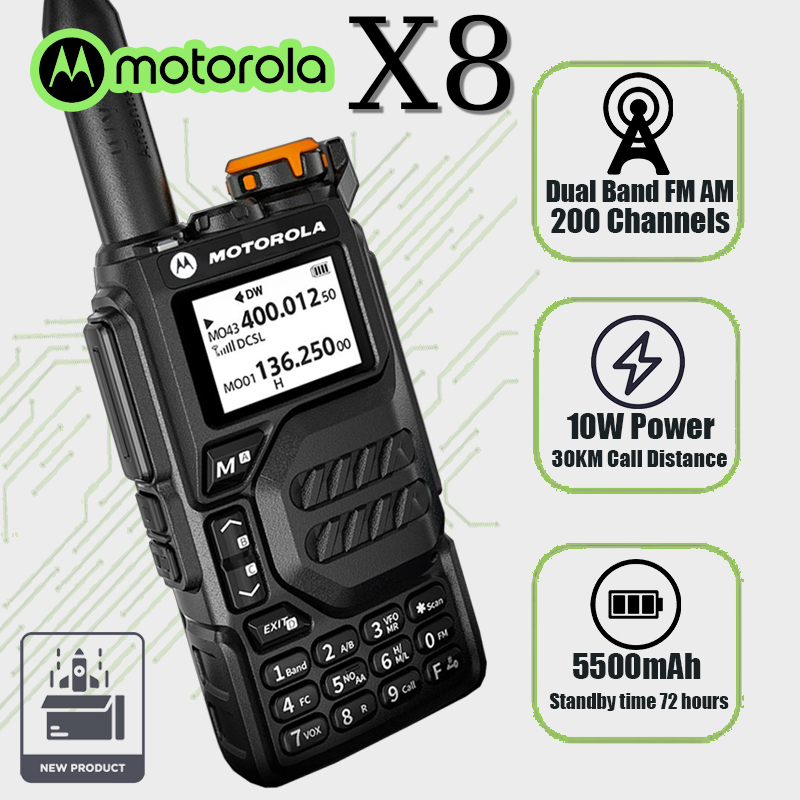 Motorola Walkie talkie X8 two way radio 30KM high-capacity 5500mAh High-Power 10W waterproof POC ...