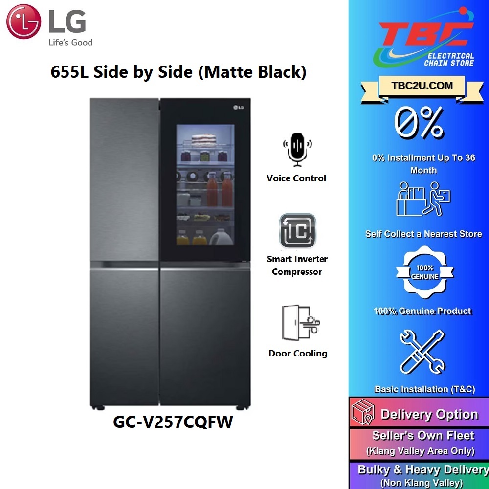 LG 655L Side by Side Fridge GC-V257CQFW (Matte Black) | Shopee Malaysia