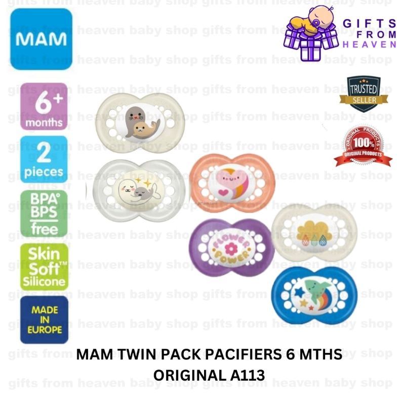 MAM TWIN PACK PACIFIERS 6 MTHS ORIGINAL A113 | Shopee Malaysia