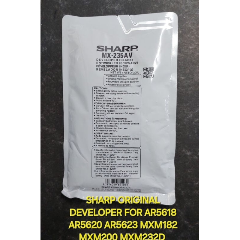 SHARP DEVELOPER ORI MX235AV FOR USE AR5618 5620 MXM182 MXM200 MXM232D ...