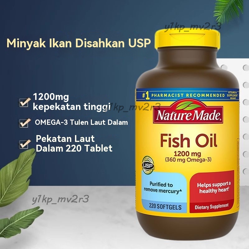 Nature Made Fish Oil 1200 mg (with 360 mg Omega-3), 220 Softgels-Kesihatan Ali | Shopee Malaysia