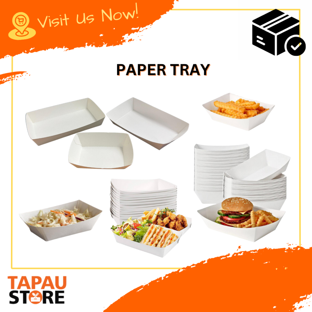 Paper Tray / Disposable Tray / Party Catering / Snack Boat | Shopee ...