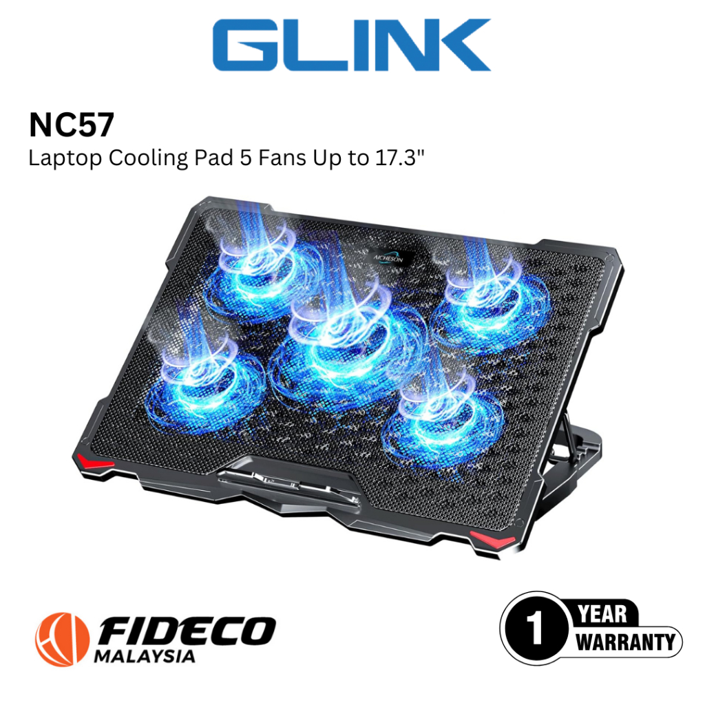 Glink NC57 Laptop Cooling Pad 5 Fans Up to 17.3 | Shopee Malaysia