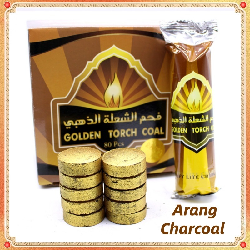 80Pcs Arang Charcoal Gold Charcoal For Bakhoor Charcoal Arang Bukhoor Bakhoor Outdoor Dining BBQ ...