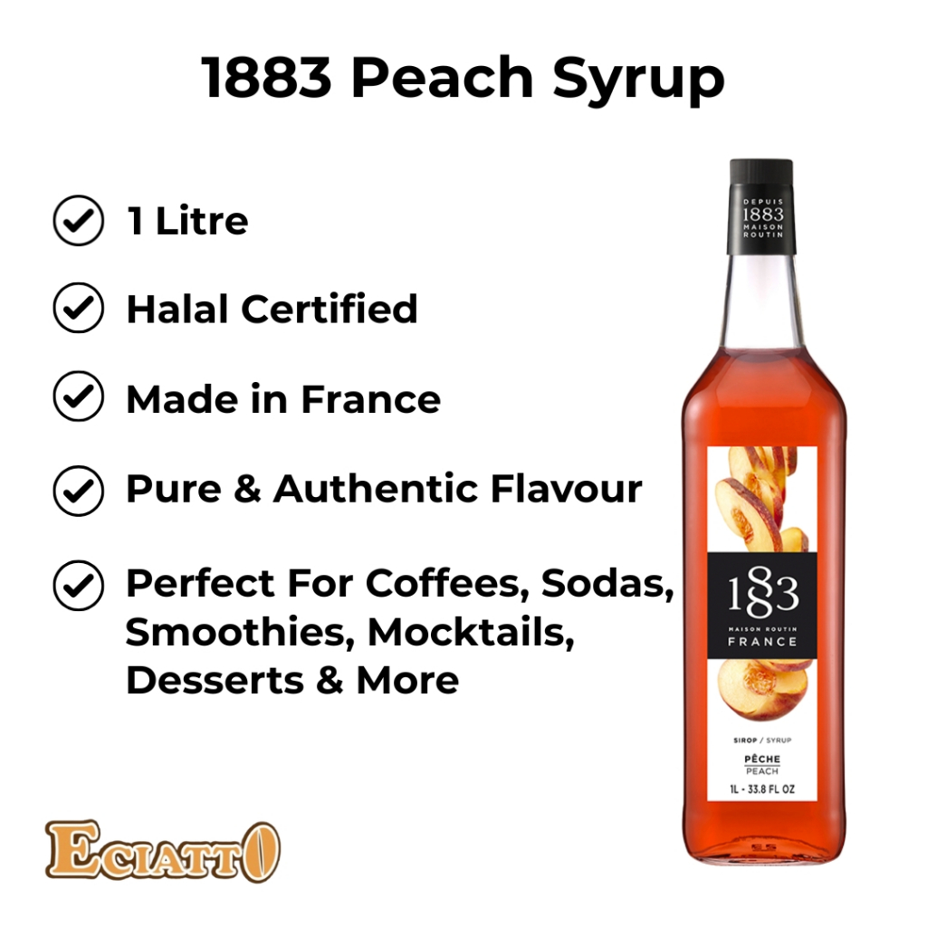 1883 MAISON ROUTIN Peach Syrup 1L Halal Premium Original from France ...