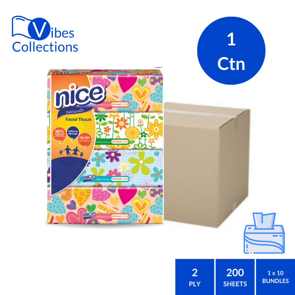 (1 Carton) NICE Facial Tissue Softpack 2PLY (4 x 200 sheets) | Shopee ...