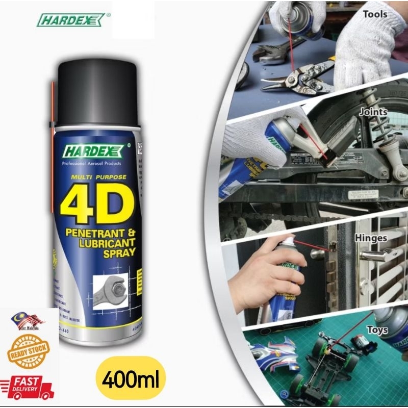 **Ready Stock** Hardex 4D Penetrant & Lubricant Spray - HD440 (400ml) Minyak Pelincir | Shopee ...