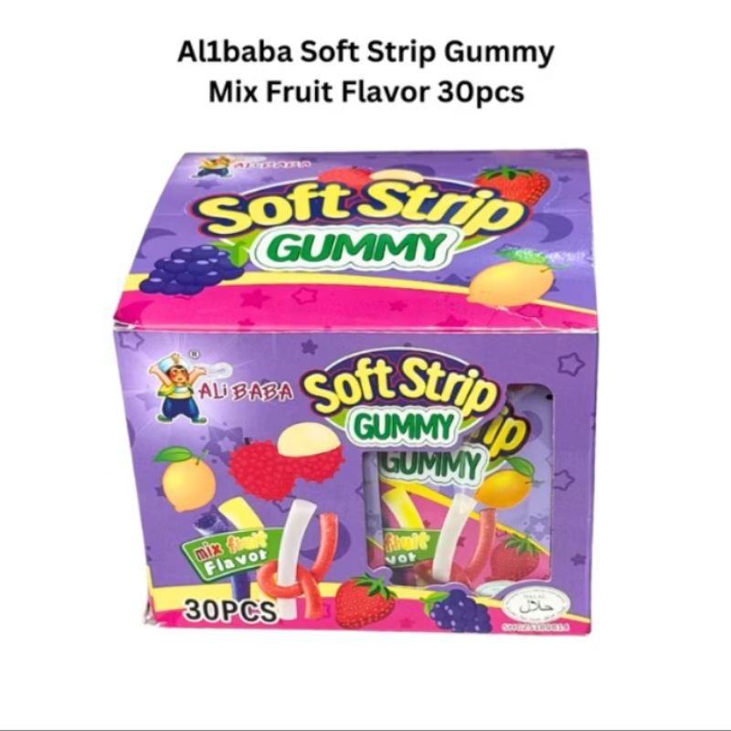 (ALI BABA) SOFT STRIP GUMMY MIXED Fruit FLAVOUR 30 PCS [HALAL] | Shopee ...