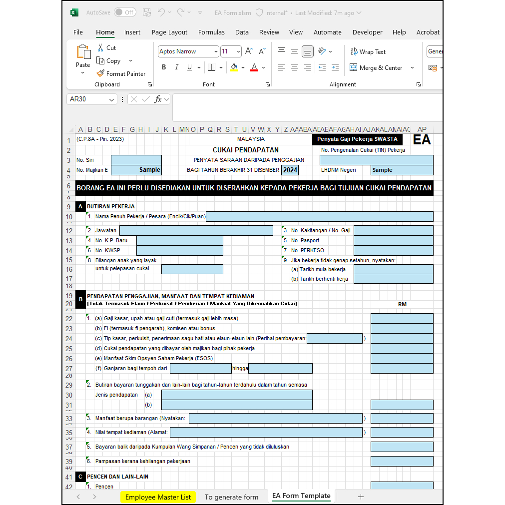 Auto Generate Multiple EA Form for HR Use/Personal Use (Excel) | Shopee ...