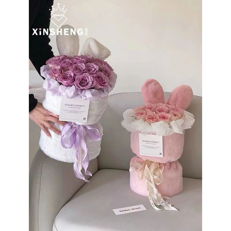BUNNY EARS BOUQUET WRAPPING FABRIC/ BUNNY PLUSH WRAPPER / FABRIC LINEN ...