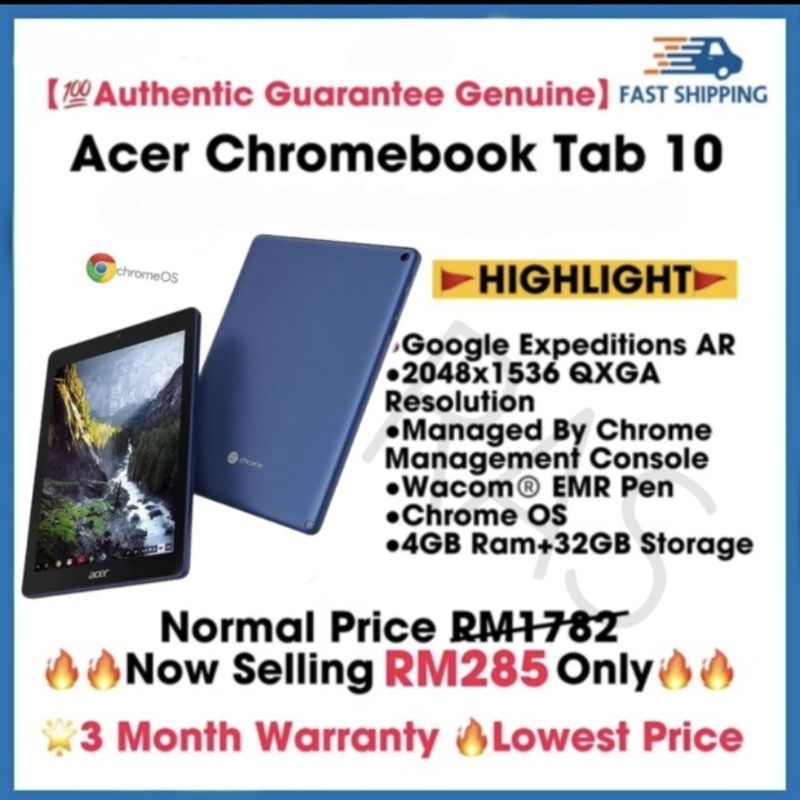 LOWEST PRICE TAB ] ACER/ASUS/ CTL CHROMEBOOK TAB 10" S-PEN Chrome OS ...