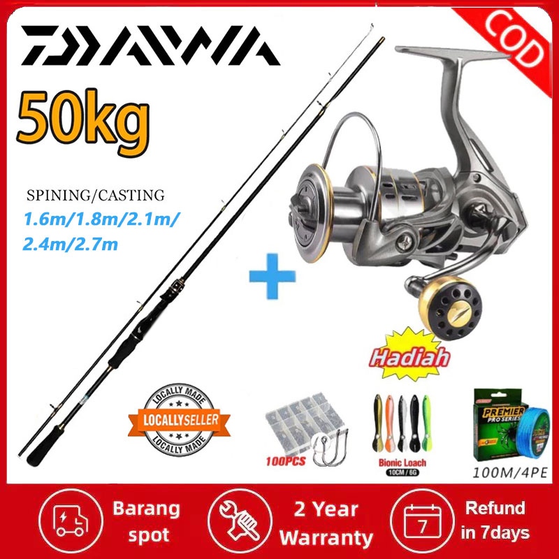 DAIWA Rod Fishing Set Combo Reel Spinning Rod Casting Set 50kg High Speed Spinning Reel | Shopee ...