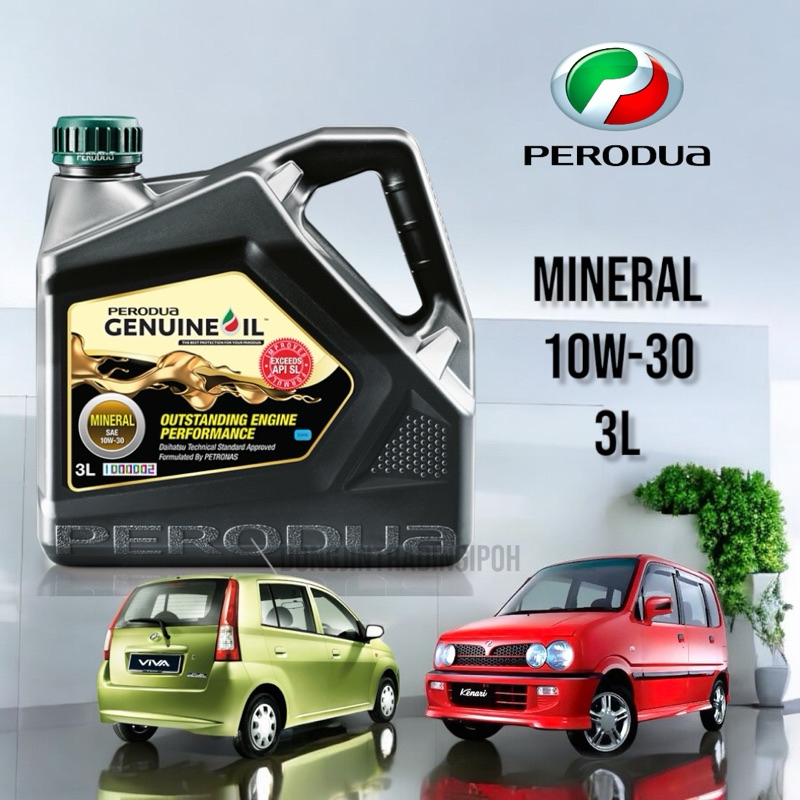 Perodua Genuine Oil 10W30 Mineral Engine Oil (3L) Minyak Hitam | Shopee ...
