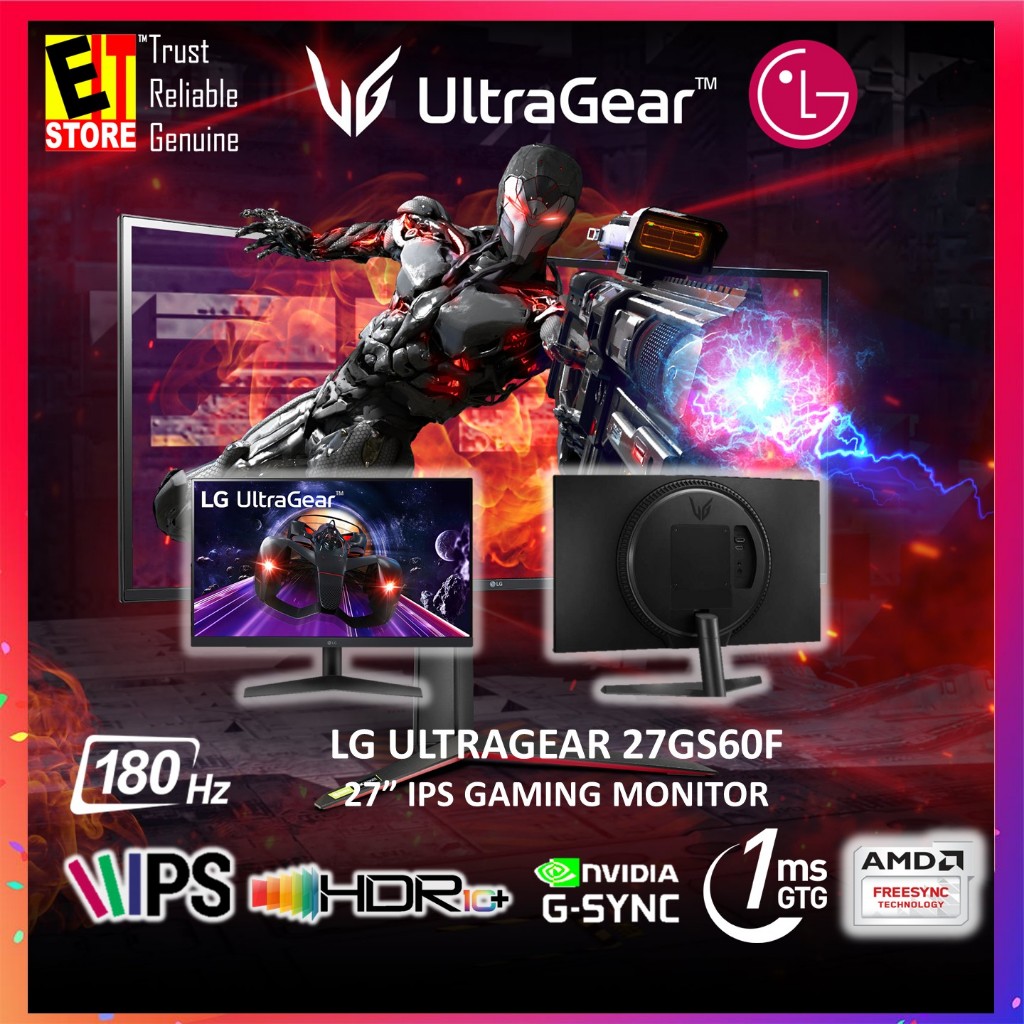 LG 27” UltraGear 27GS60F Full HD HDR10 IPS 180Hz 1ms (GtG) Gaming ...