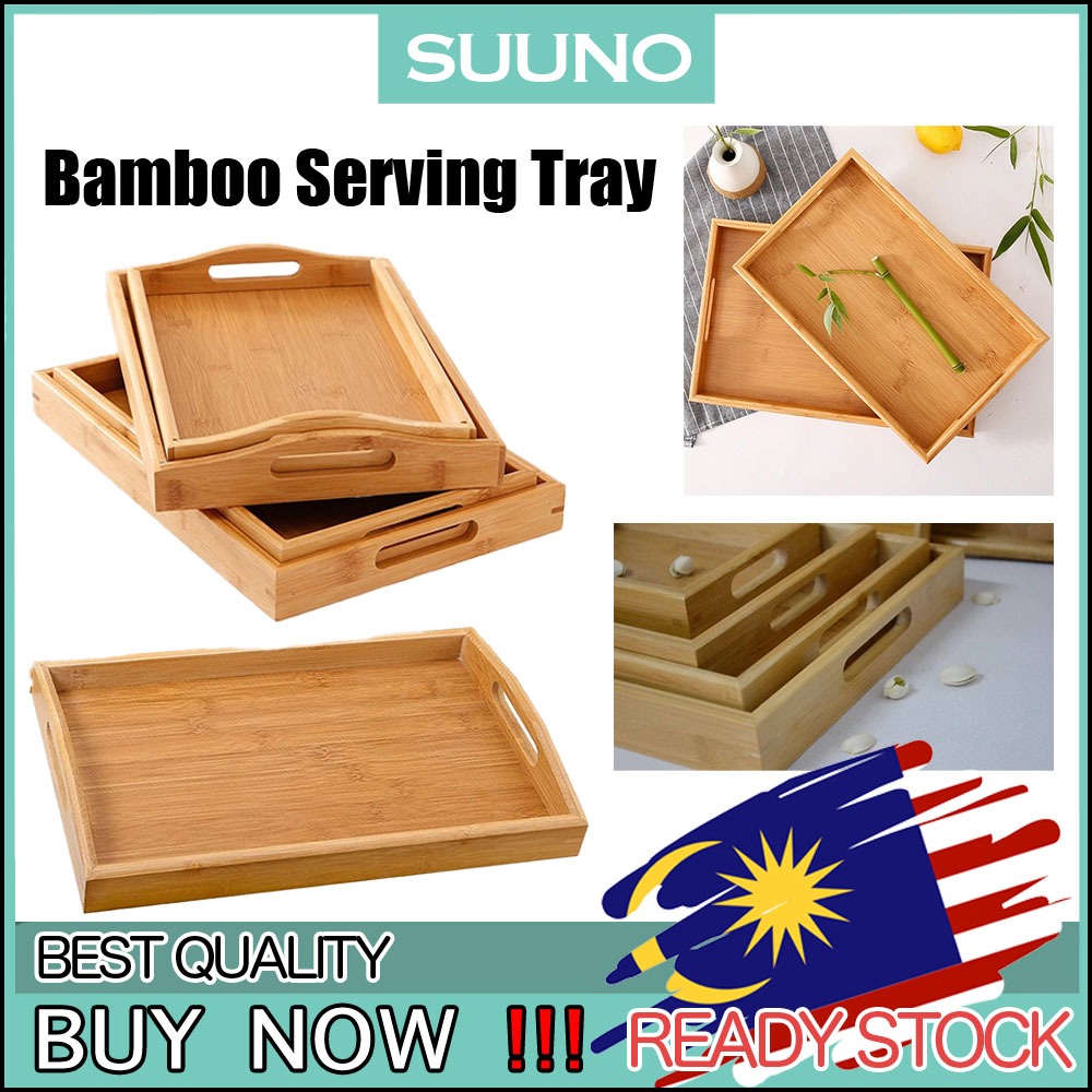 Bamboo Tray Handle Wooden Serving Tray Makanan Tray Buffet Wooden Tray ...