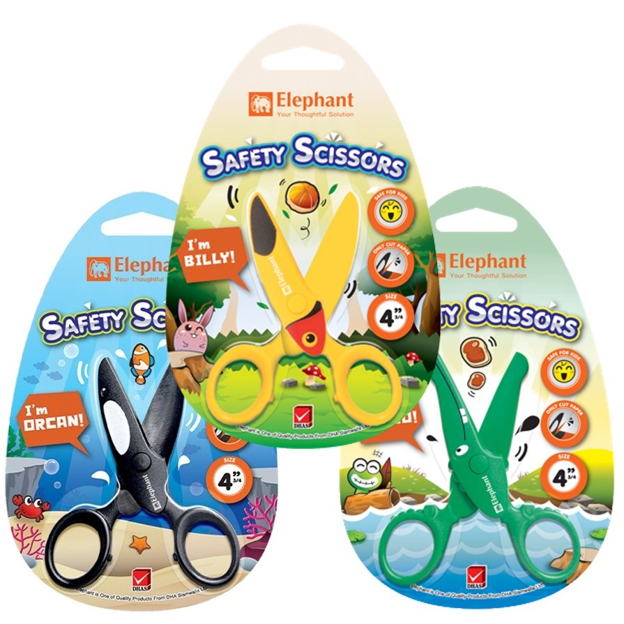 Elephant Kids Scissors Safety Scissors Small Plastic Scissors 4 inch ...