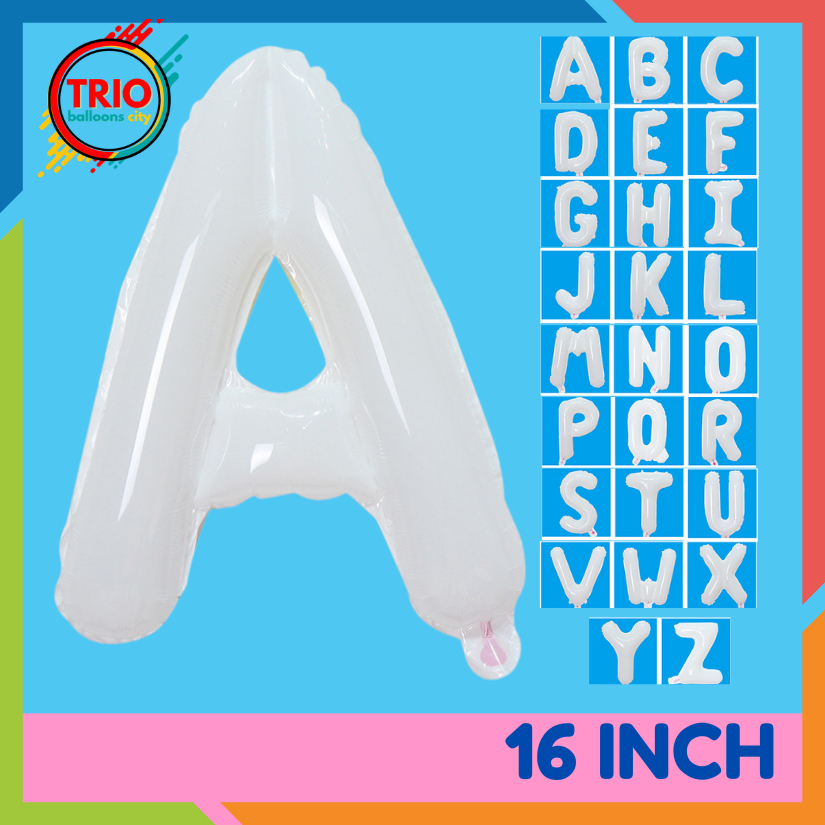 [16 Inch] - WHITE Alphabet Balloon & Number Ballon ABC Letters Belon ...