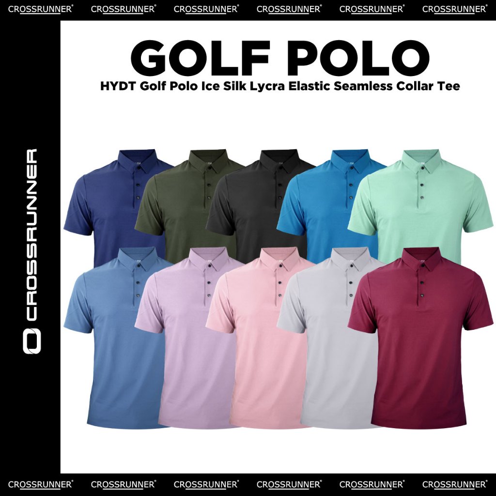 CROSSRUNNER X HYDT GOLF POLO Ice Silk Lycra Elastic Material Seamless ...