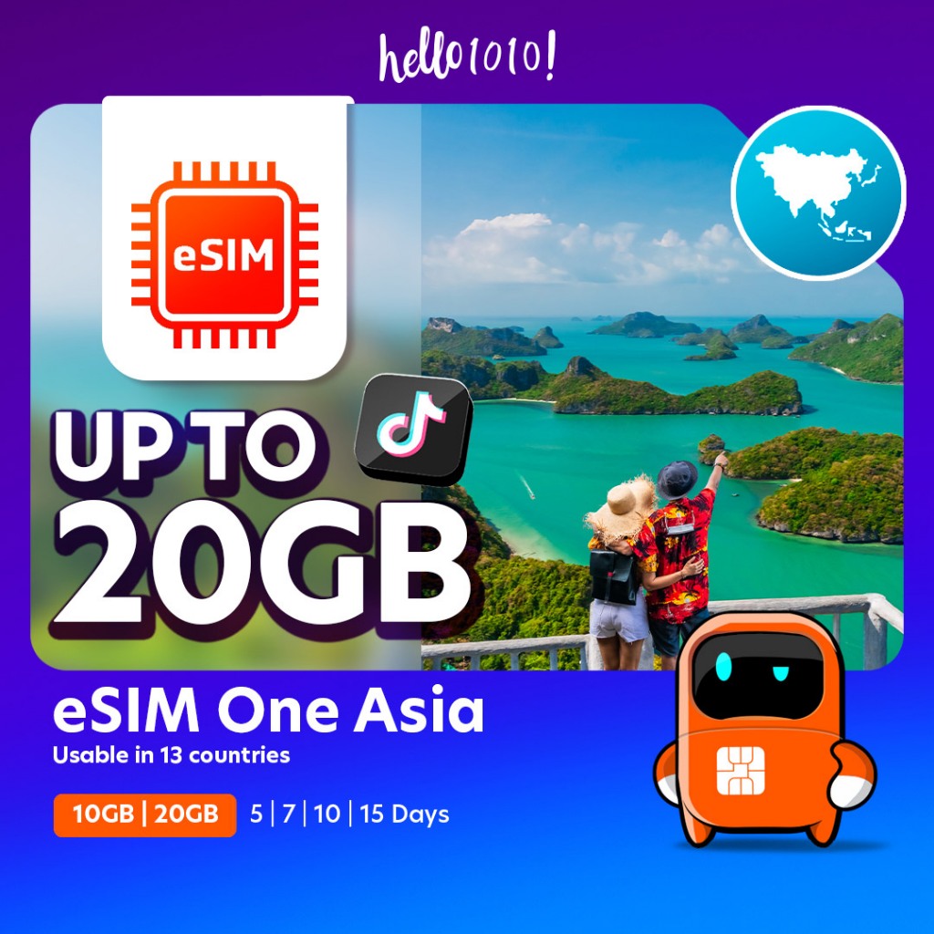Hello1010 eSIM One Asia (10GB/ 20GB) (New Launch) | Shopee Malaysia