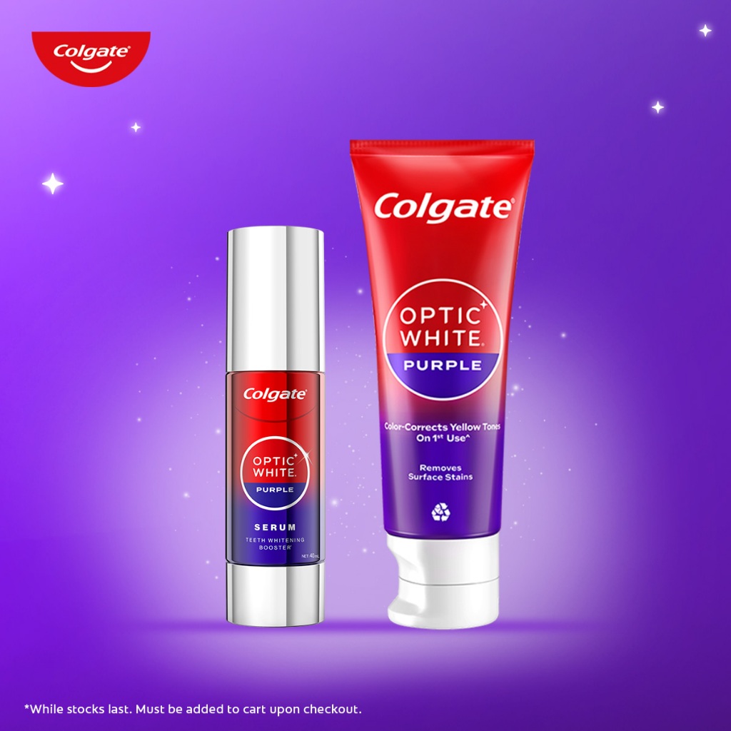 Colgate Optic White Purple Teeth Whitening Serum 40ml x1 + Purple ...