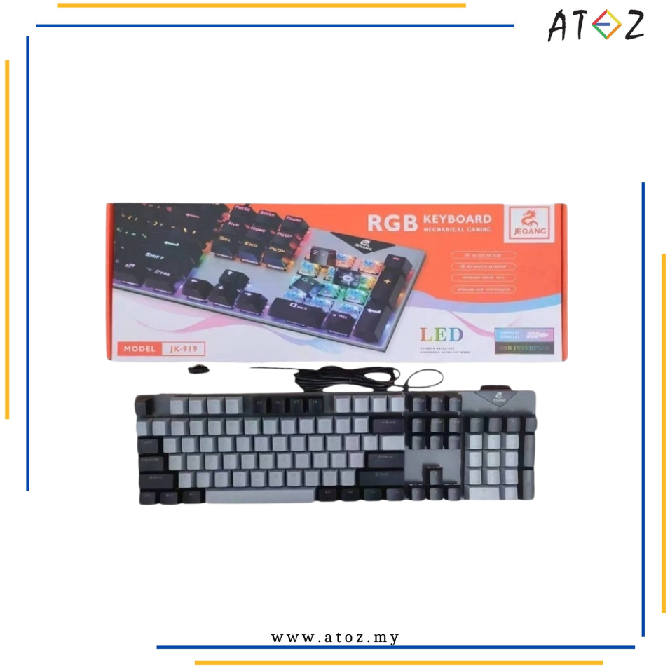 ATOZ Shop Jeqang JK-919 Mechanical Keyboard 104 Key RGB Tri-Mode Wired ...