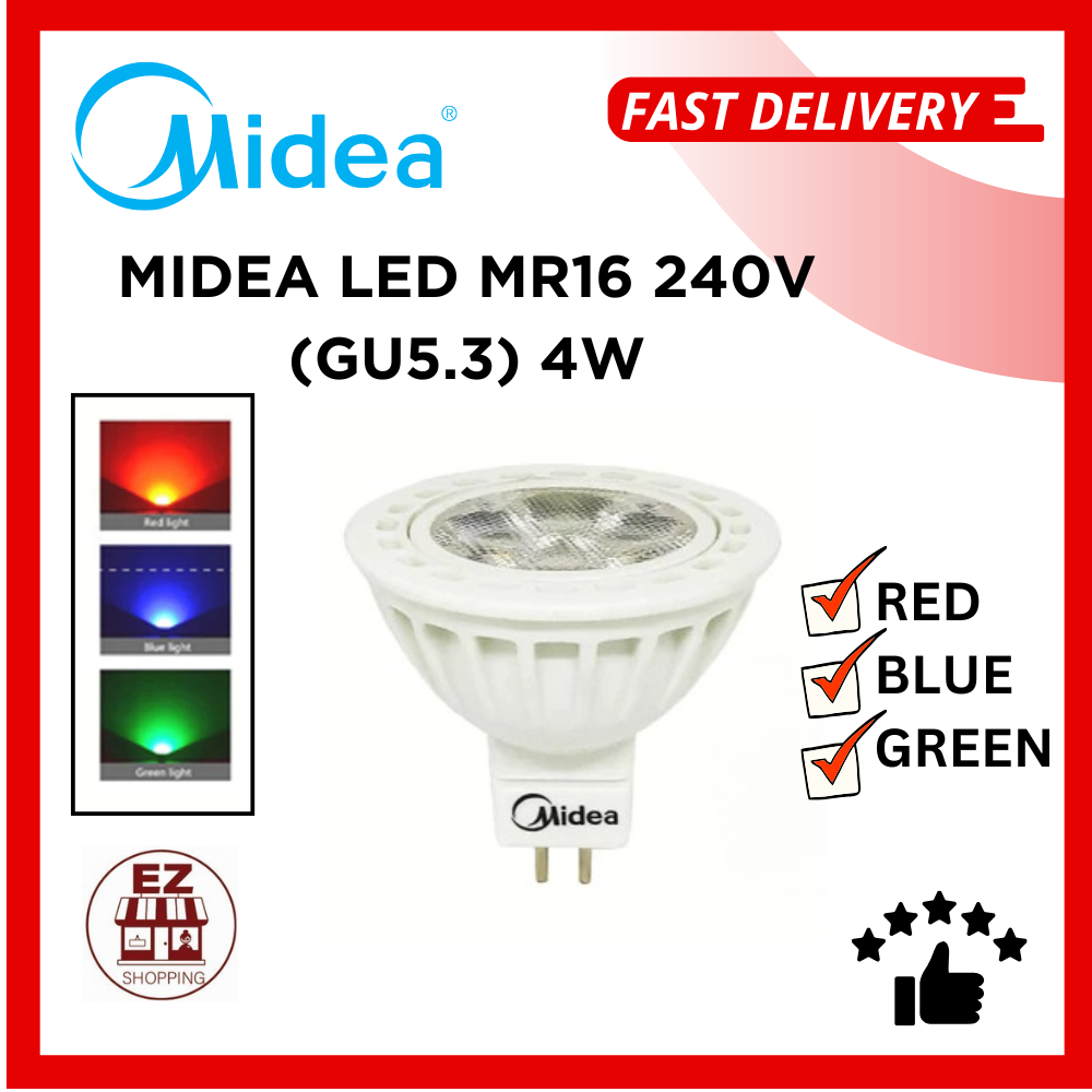 MIDEA LED MR16 240V (GU5.3) 4W RED/BLUE/GREEN | Shopee Malaysia